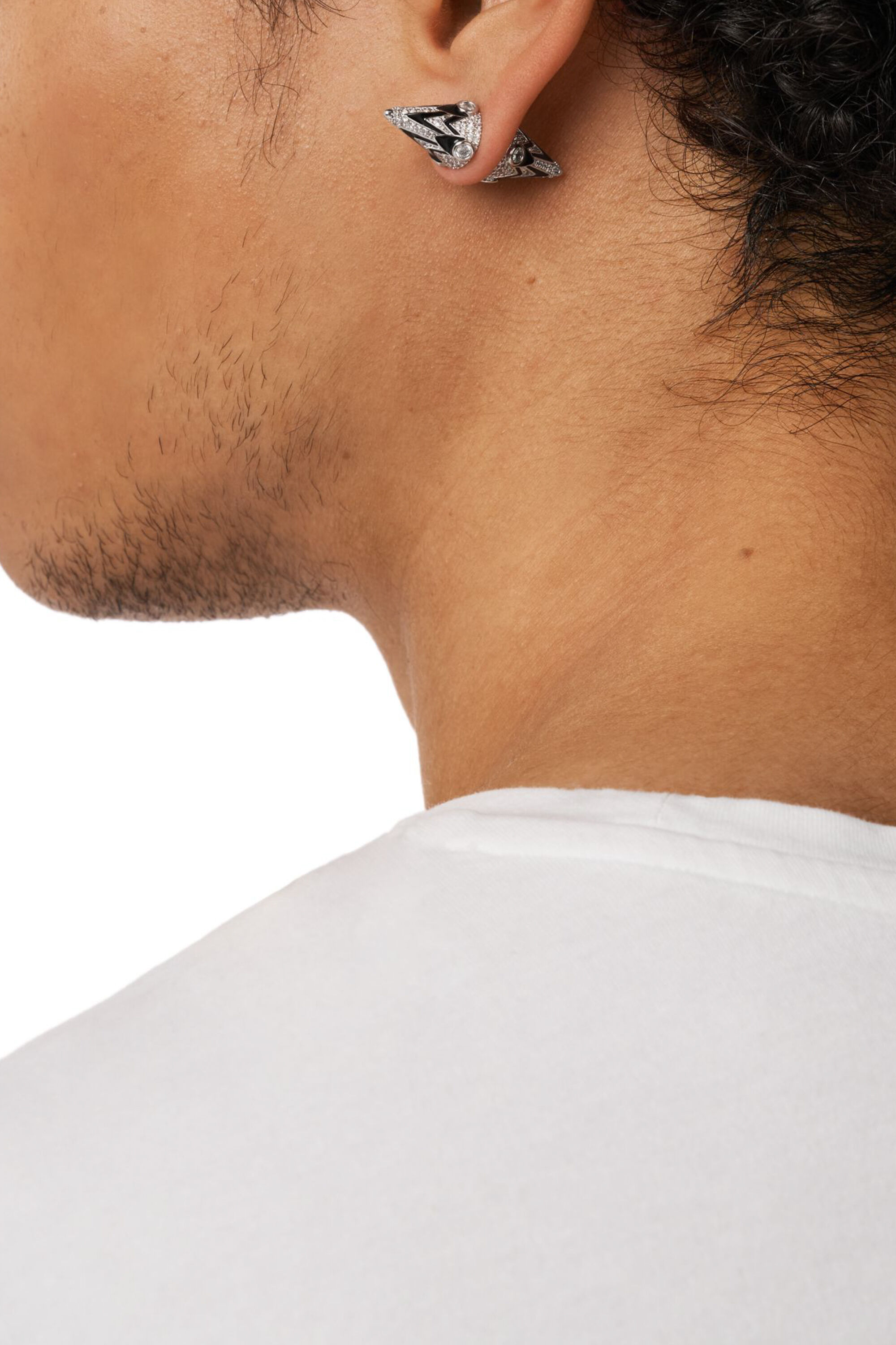 Women's Two-tone brass stud earrings | Silver | Diesel