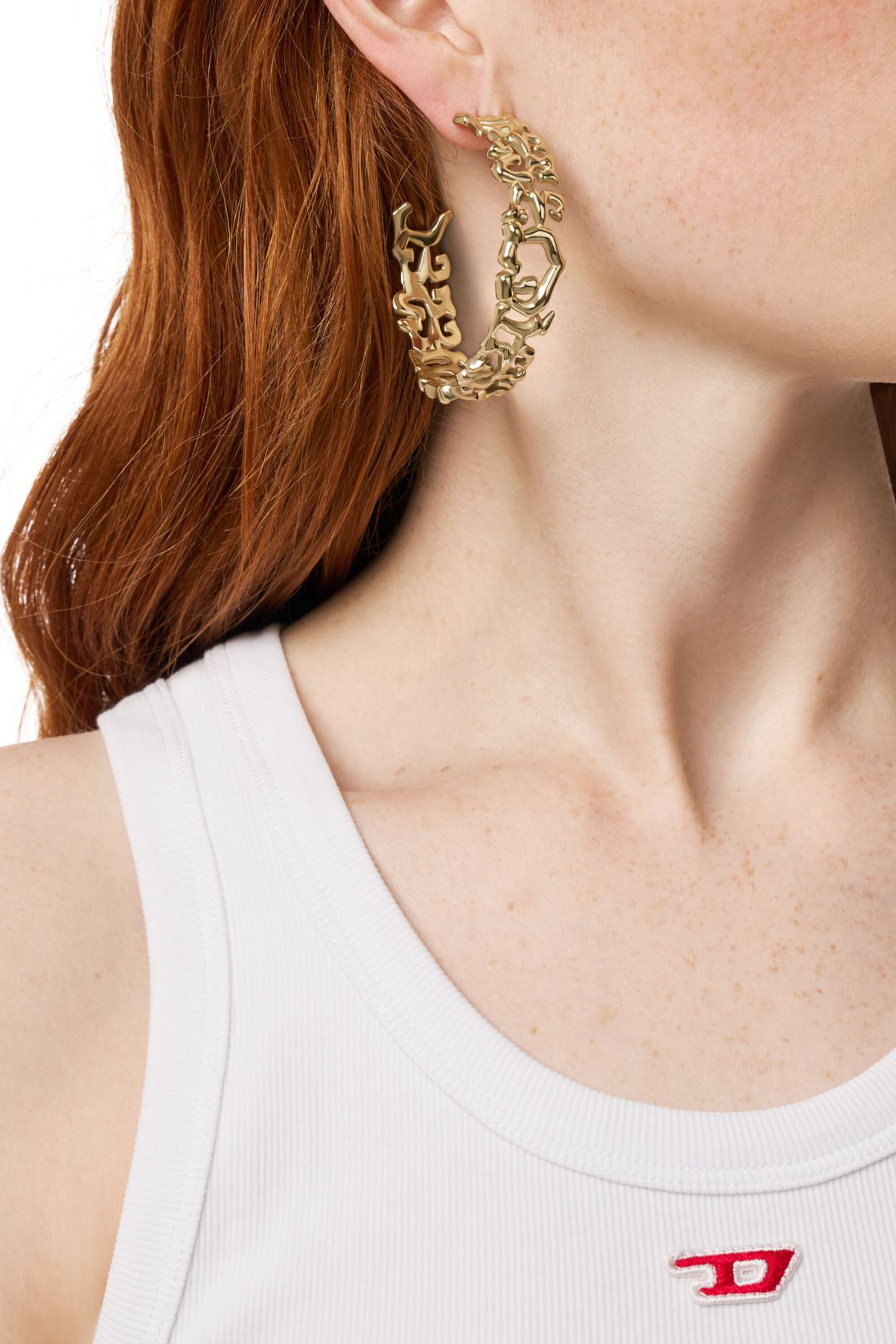 Women's Stainless steel hoop earrings | Gold | Diesel