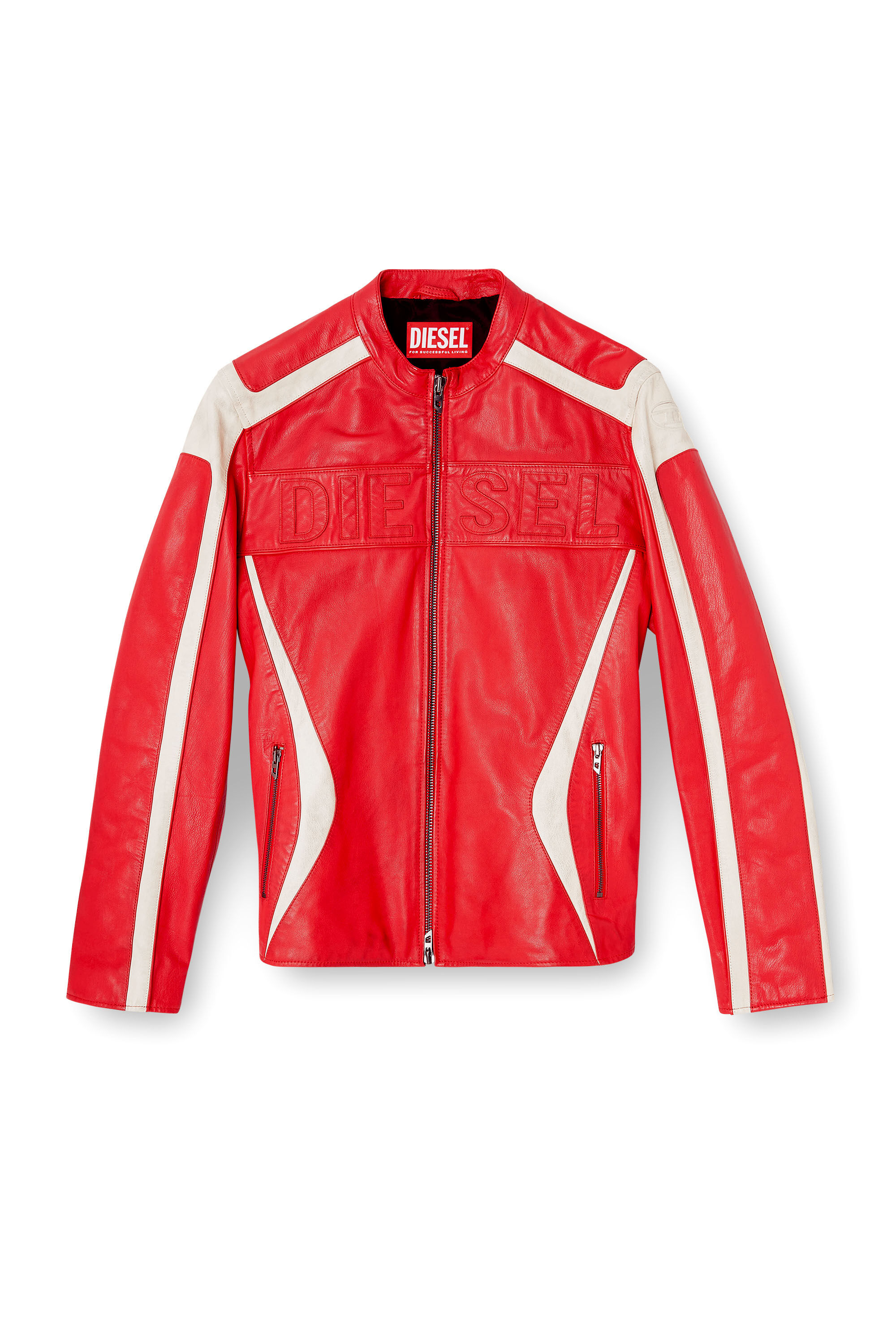 Men's Colour-block leather biker jacket | Multicolor | Diesel