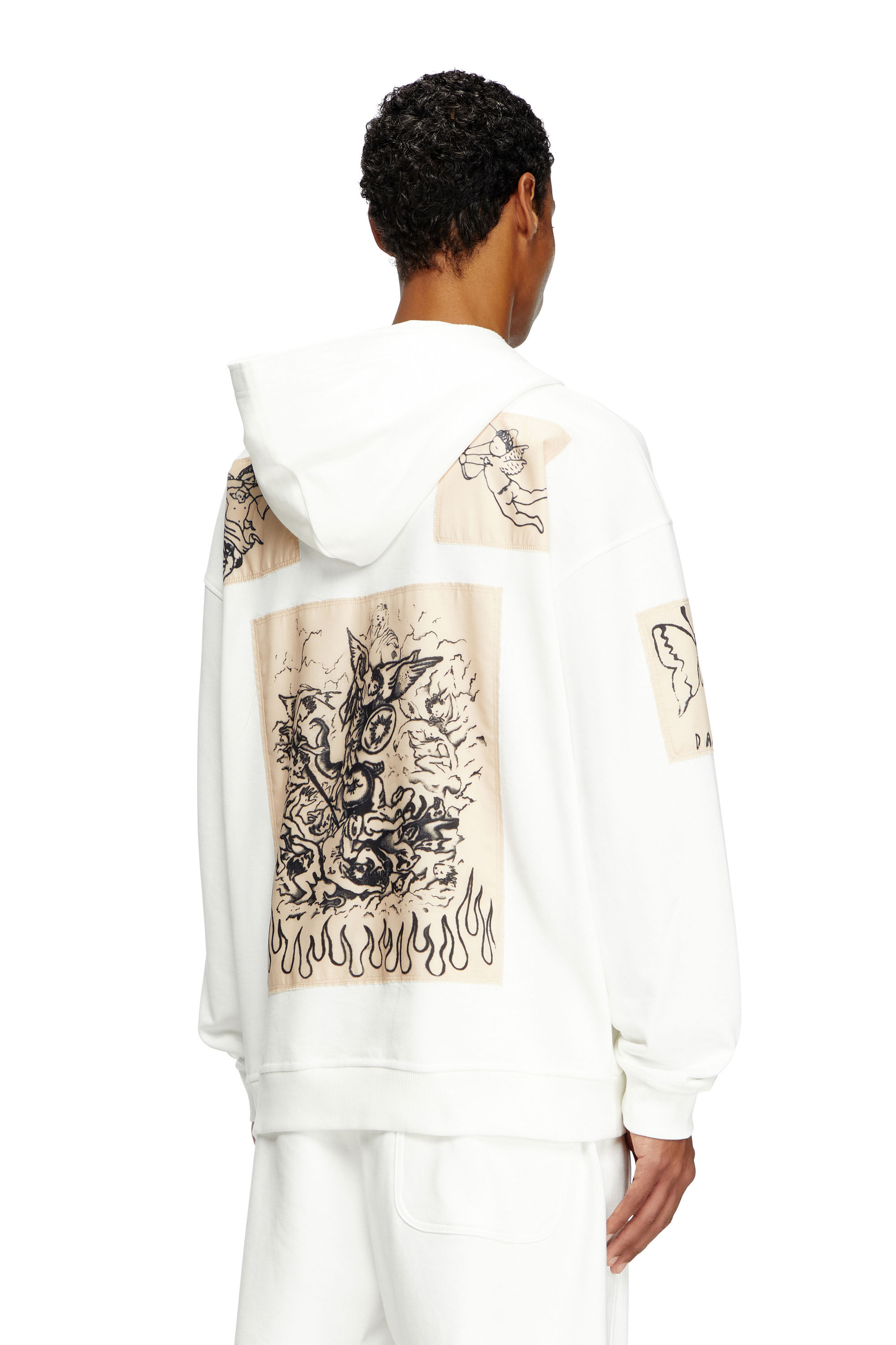 Women's Hoodie with tattoo patches | White | Diesel Women's Hoodie with tattoo patches | White | Diesel