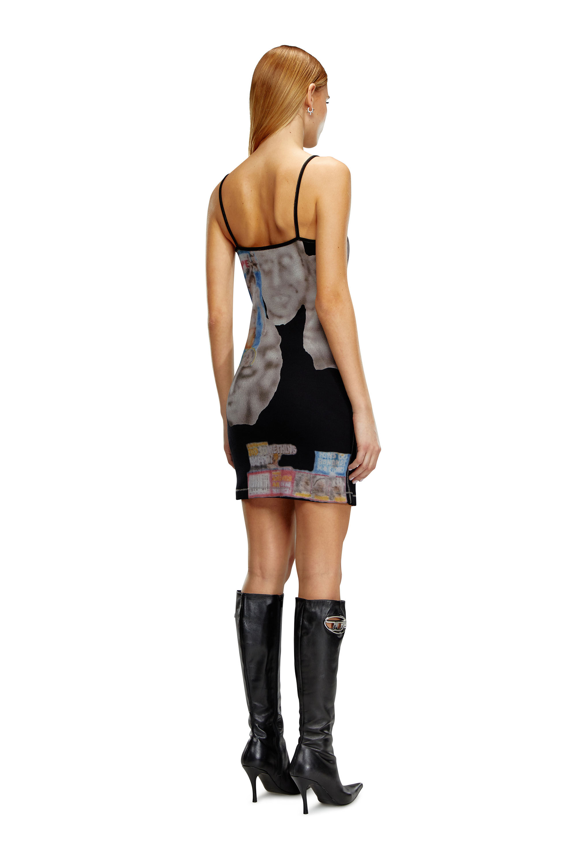 Women's Short bodycon dress with graphic prints | Black | Diesel Women's Short bodycon dress with graphic prints | Black | Diesel